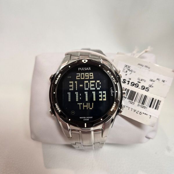 Pulsar by Seiko World Time Digital wrist watch w861-x001 stainless ...