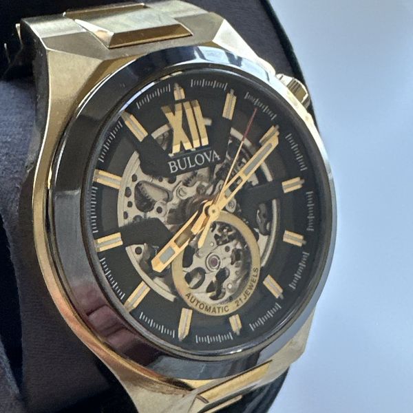 Bulova Men's Automatic Skeleton Dial Exhibition Case Back 46mm Watch ...