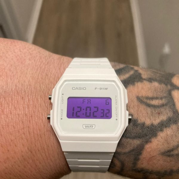 Custom Casio F91w color screen mod Purple | WatchCharts Marketplace