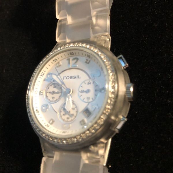 Vintage Fossil Translucent Women's Chronograph Date Watch CH2485 NEW ...