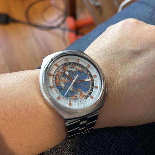 Edox Geoscope Worldtimer 42mm GMT Signed Pushers, Buckle and Integrated ...