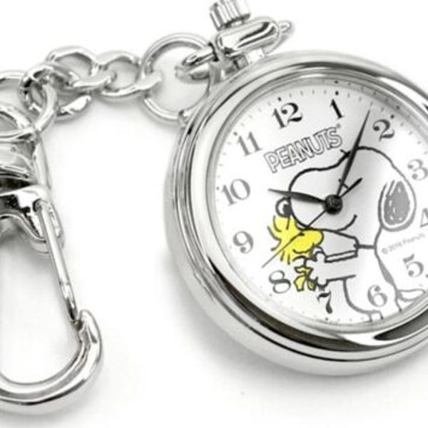 CITIZEN Q&Q PEANUTS Snoopy Pocket Watch Waterproof P004-214 White dial ...