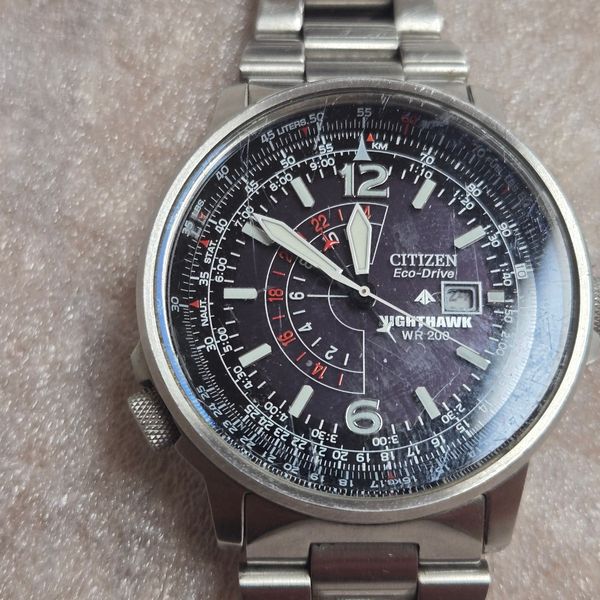Citizen Eco drive Nighthawk WR200, Black face / stainless strap ...