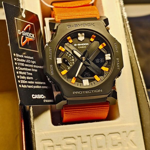 Casio GA2300 G-Shock Watch ORANGE MOD NATO STRAP PAINTED INDEX GA2100 ...