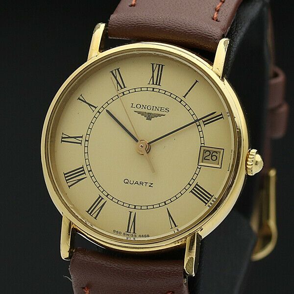 LONGINES Men’s 950 / 4468 Quartz Watch 18K Gold Plated Date Y2525 ...