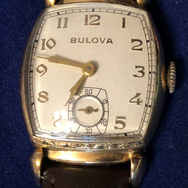 VINTAGE BULOVA "MINUTE MAN" 17J DECO 10K RGP MEN'S WATCH C.1949 ...