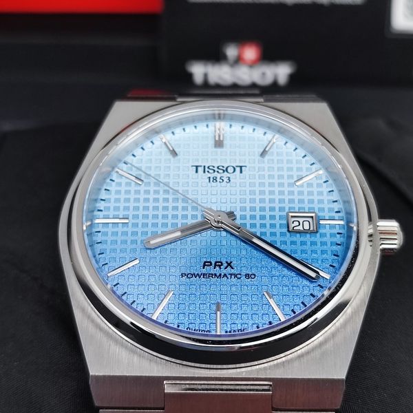 Tissot T-Classic PRX Powermatic 80 Tissot PRX watch blue gradient ...