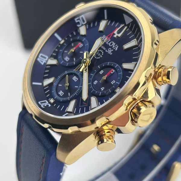 Bulova 97B168 Men's Marine Star Chronograph Quartz Watch Blue Dial ...