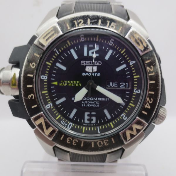 SEIKO MAP METER 7S36-02K0 DAYDATE PVD/STAINLESS STEEL AUTOMATIC MEN ...