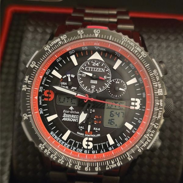 Citizen Red Arrows Skyhawk Atomic Time 46mm Black Ion Plated Stainless ...