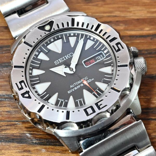 RARE Seiko SRP307J1 SRP307 Japan made 2nd Gen Black Monster Diver Watch ...