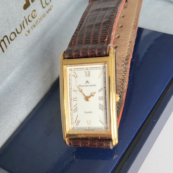 Vintage Maurice Lacroix Gold Plated Swiss Made Tank Quartz Unisex Watch ...