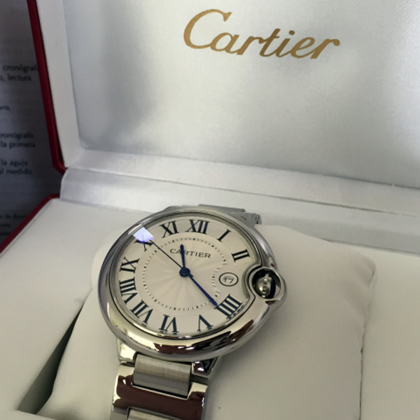 100%authentic Cartier Ballon Bleu Silver Men's Watch-W69012Z4Provide ...
