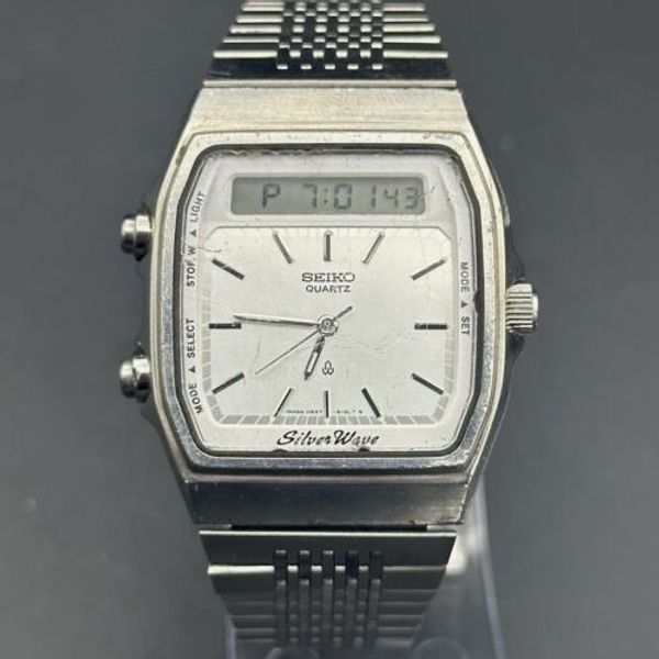 VINTAGE SEIKO SILVERWAVE DIGITAL - ANALOG QUARTZ H557-5130 ALARM CHRONO ...
