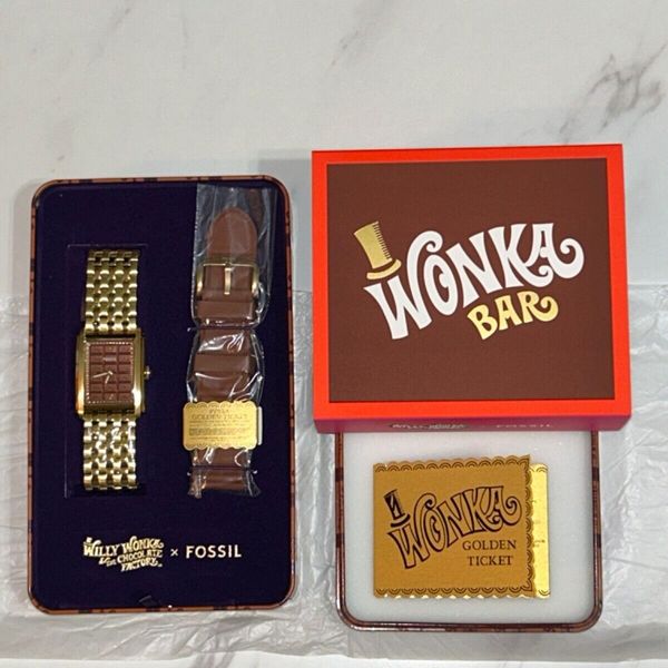 Fossil WILLY WONKA and the Chocolate Factory Chocolate BAR Watch - NEW ...
