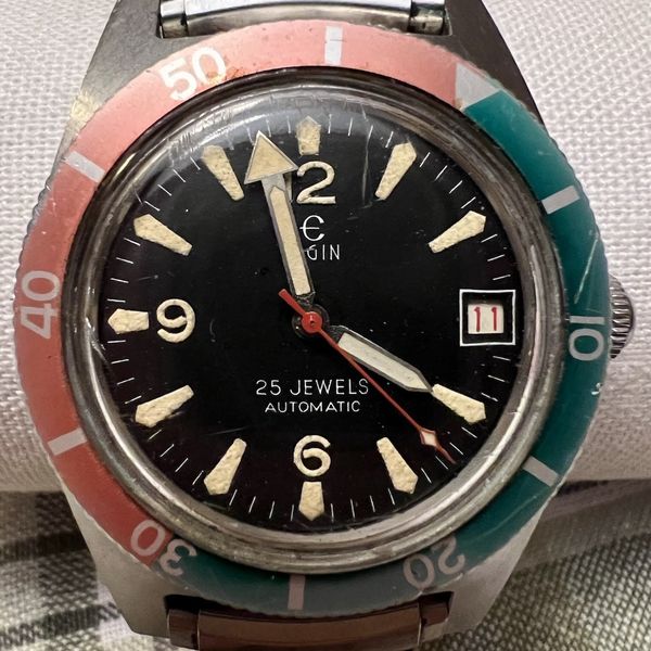 Elgin Vintage Watermelon Skin Diver Tested And Working | WatchCharts ...