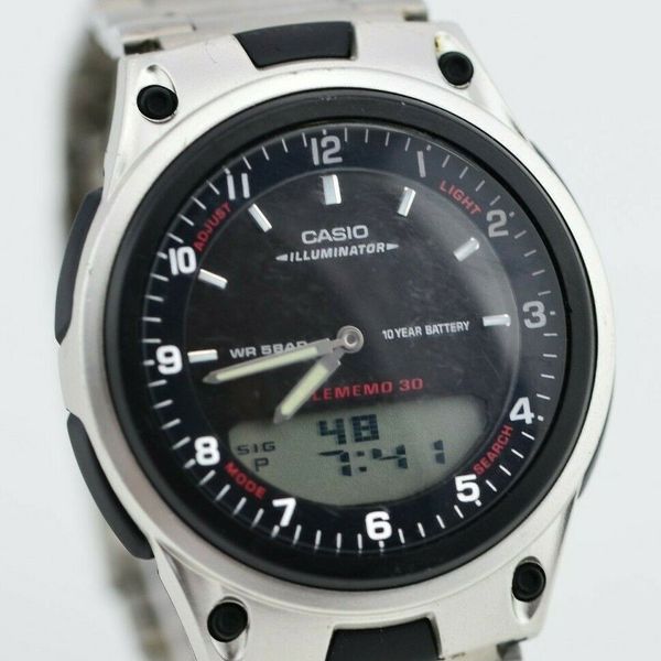 I064 Vintage Casio Iluminator Analog Digital Quartz Watch AW-80 MOD ...