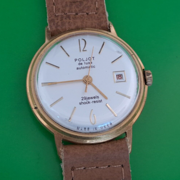 POLJOT de luxe Automatic mechanical 29 Gio USSR gold plated mens watch ...