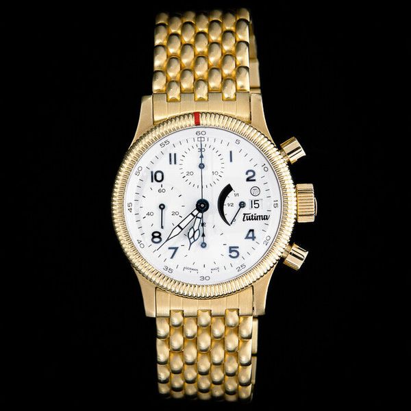 Tutima "F2" 18K YG Chronograph Power Reserve Auto. YG Bracelet. 260 ...