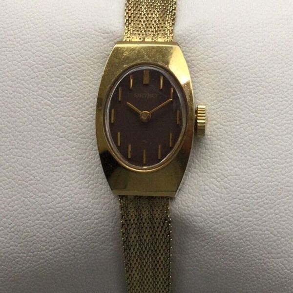 Vtg Seiko Watch Women Gold Tone 11-7039 Brown Dial Mesh Band Manual Wind 6.75" | WatchCharts ...