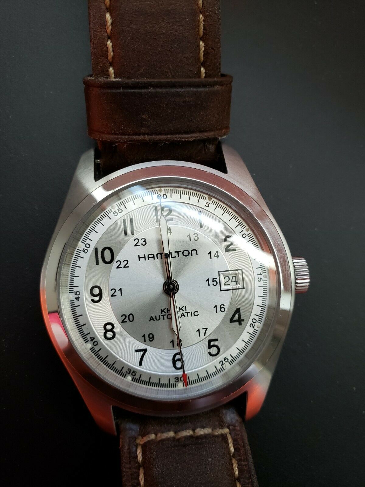 Hamilton Khaki Field Silver Dial Men's Swiss Automatic Watch, H70455553 ...
