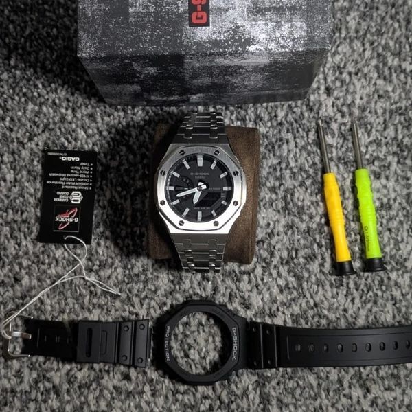Custom Casio G-Shock GA-2100, CasiOak, Silver, AP Gen 5 Mod- Men's ...