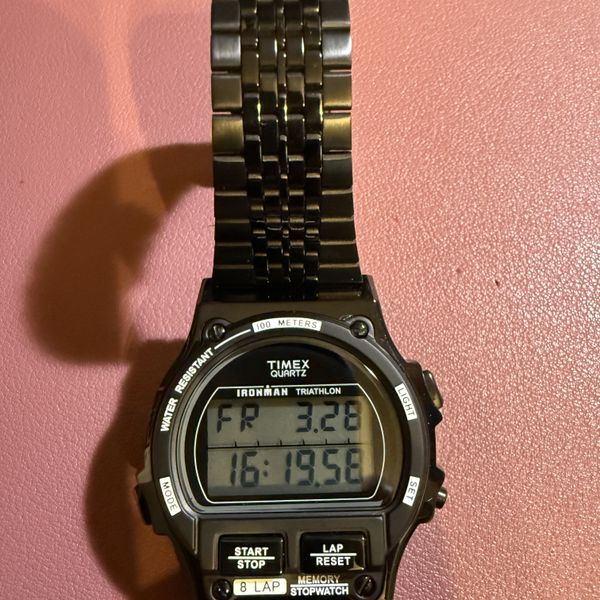 SOLD Timex Ironman 8-lap black metal japan model TW5M66500 ...