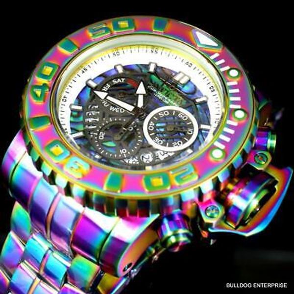Invicta Sea Hunter Abalone Iridescent Steel 58mm Watch W/ Dive Case ...