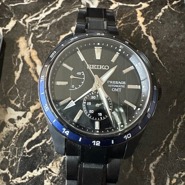 Seiko Presage Sharp Edged ZERO HALLIBURTON LE Black Dial GMT Automatic ...