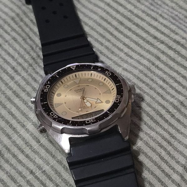 Vintage 90's CASIO "ARNIE" AMW-320 Men Ana/Dig Watch Gold Dial🔥NICE🔥 ...