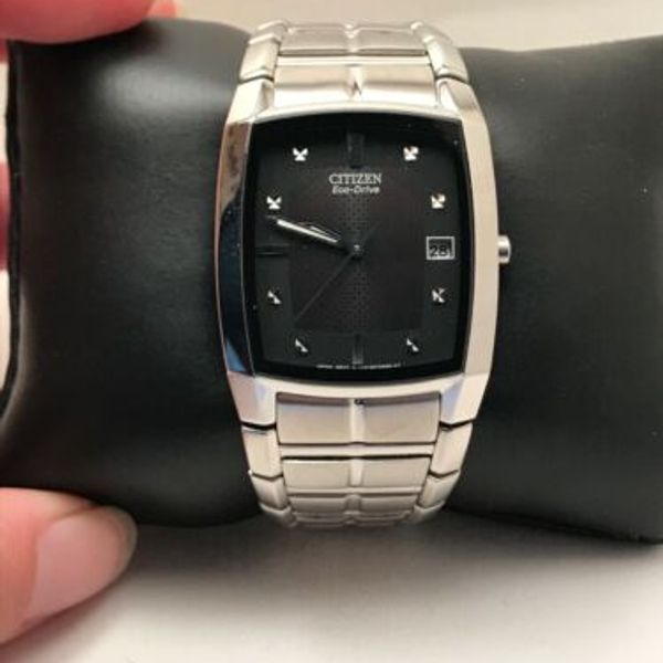 Citizen Eco Drive BM6550-58E Men's black dial stainless steel dress ...