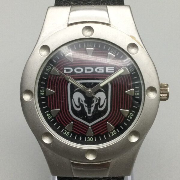 VintageDE 00 Dodge Ram Watch Men 38mm Silver Tone Red Logo Dial 2002 ...