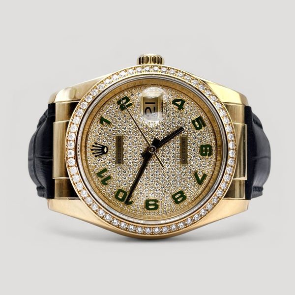 Rolex Datejust Paved Diamond Green Arabic Dial & Diamond Bezel Yellow ...