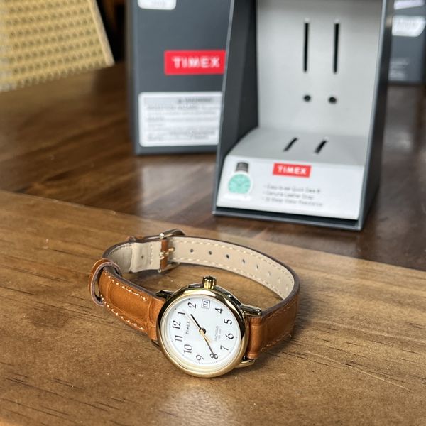 TIMEX Easy Reader Gold Case Brown Leather Women's Watch - T2J761 MSRP ...
