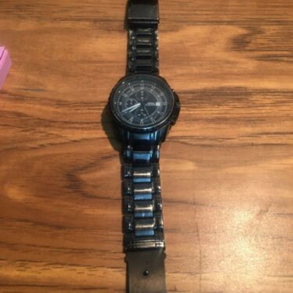 Vintage ‘90s Fossil Blue Mens Watch Ch-2473 Black Stainless 100 Meter ...