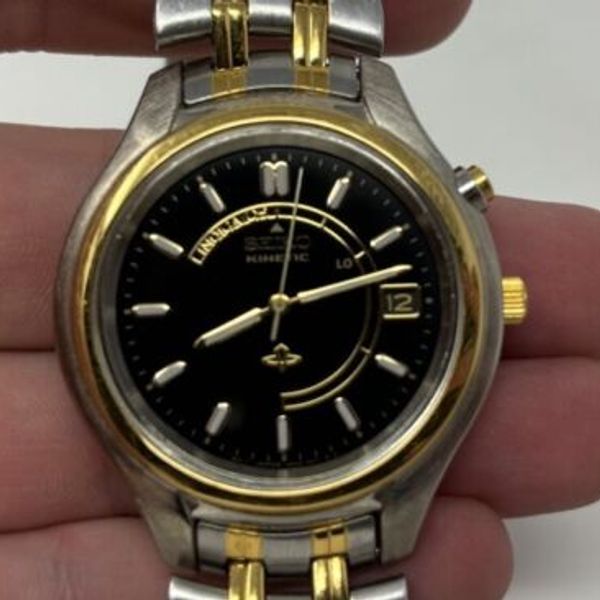 Seiko Kinetic Date Indicator 5M42-0A19 Black Face, Skeleton Backing ...