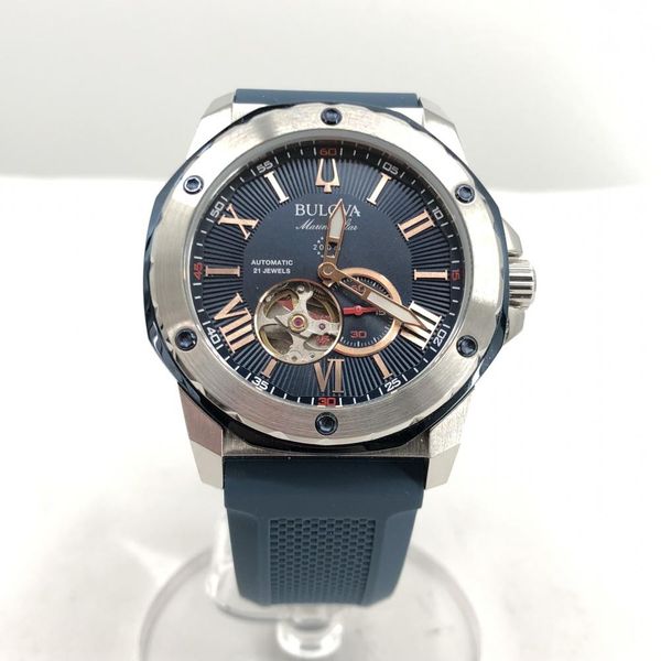 [Used] BULOVA Marine Star 98A282 Automatic Navy Bulova[17 ...