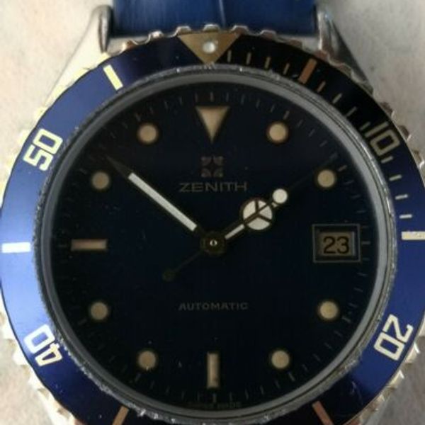 Vintage Zenith divers watch 200m rare Steel and gold pre rainbow elite ...