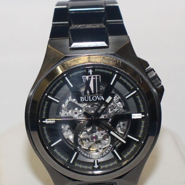 Men's Bulova Maquina 98A179 Automatic 21 Jewels Stainless Steel 46mm ...