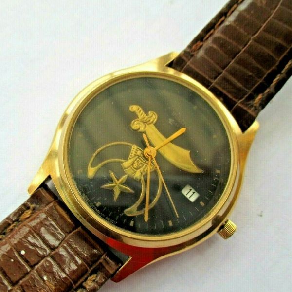 SUPER BULOVA SHRINER MASONIC MANS WATCH.GREAT CASE/FAB DAGGER,FEZ ...