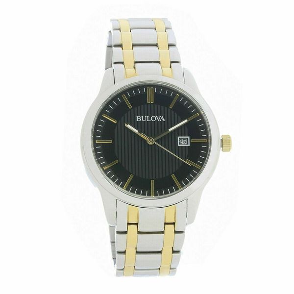 Bulova Men's Quartz Black Dial Two-Tone Bracelet 39mm Watch 98B237 | WatchCharts