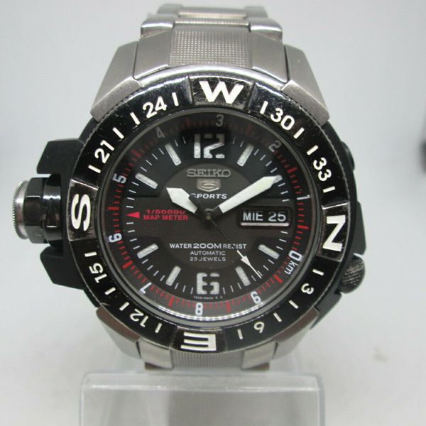 SEIKO SKZ229K1 MAP METER 1/50000 7S36-02K0 DAYDATE SS AUTOMATIC MENS ...