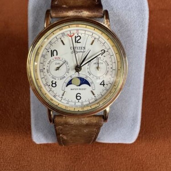 Rare Vintage 80s Citizen Elegance 6350-G30241K Triple Calendar Moon ...