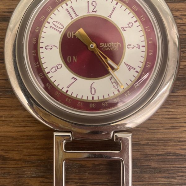 Swatch Swiss Made Watch Water Resistant Red Dial Gold + Stainless Steel ...