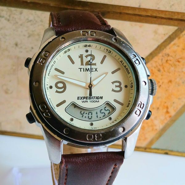 #097, Mens Vintage Timex Expedition Digital Analog CHRONOGRLG. Lg. 42mm ...