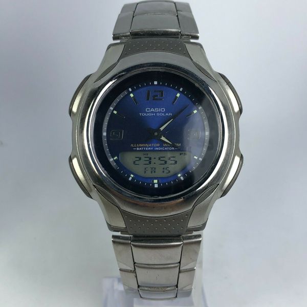 Casio Mens 2790 AW-S90 Silver Tough Solar Blue Digital Analog Watch New ...