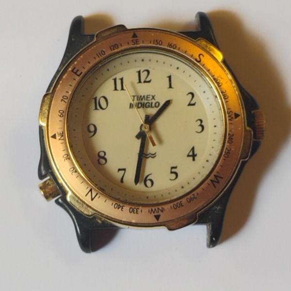 Timex Indiglo Men's Watch Black Gold & Beige Quartz, Face Only ...