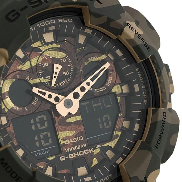 Casio G-Shock GA-100 Men's Analog-Digital Watch Camouflage Green ...