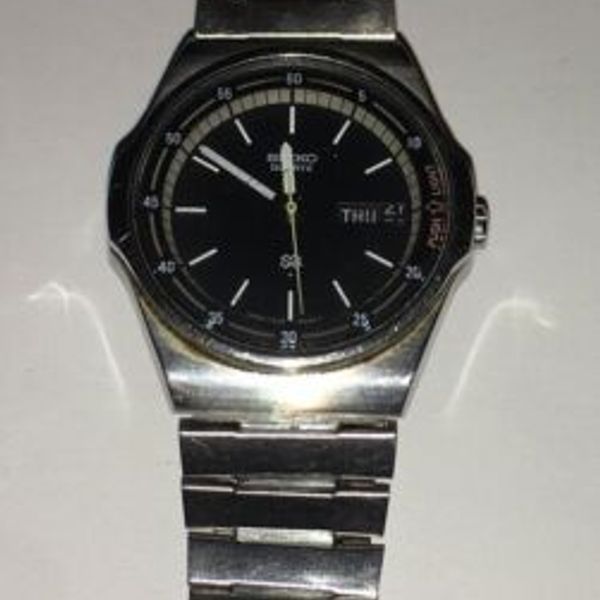 VINTAGE SEIKO ALL STAINLESS STEEL 7559-600A QUARTZ MENS WATCH circa ...