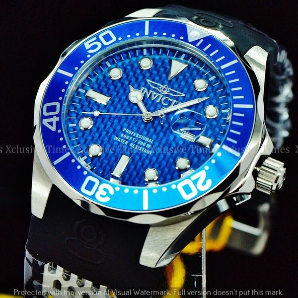 Invicta Men's 47mm GRAND DIVER Quartz Blue Glass CarbonFiber Dial Bezel ...